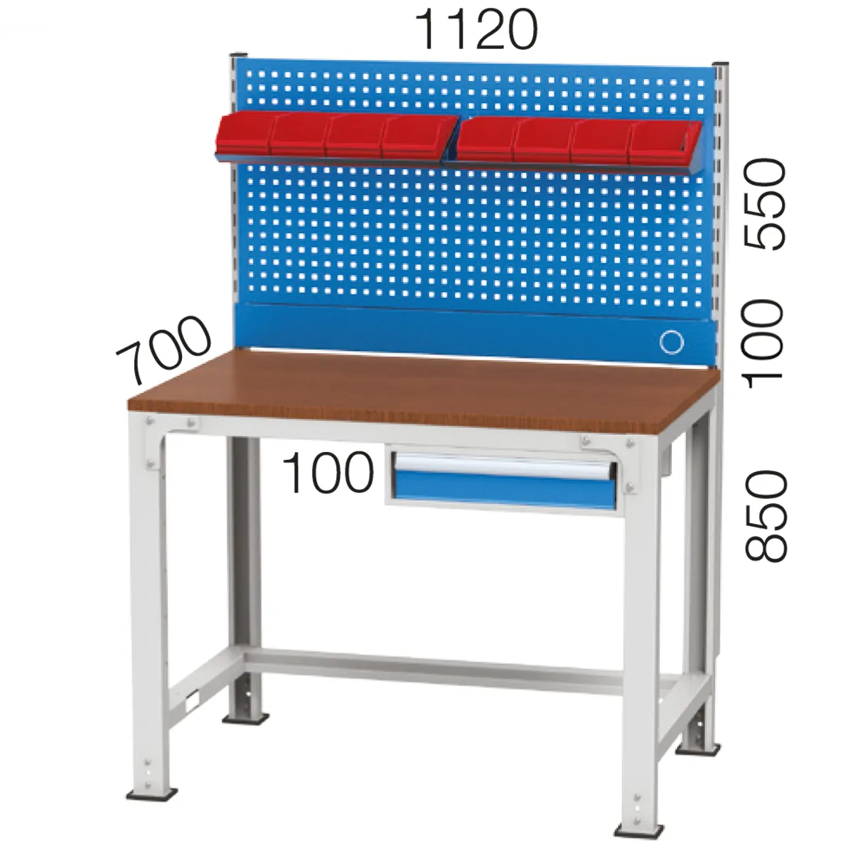 3948 - метална работна маса с 1 чекмедже панел за инструменти • Мизипак